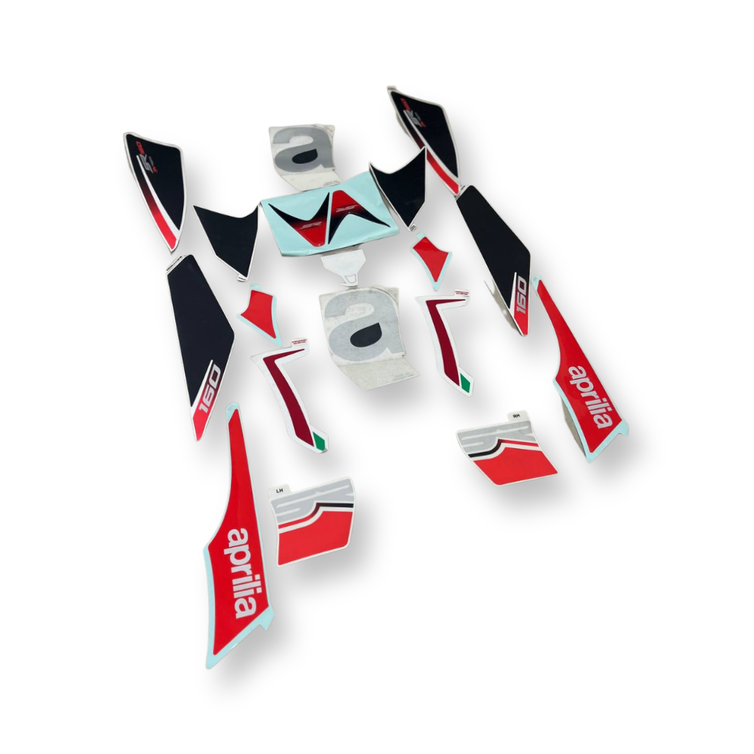 Aprilia SR 160 complete sticker decals kit ( Red & Black ) From Moto Modz.