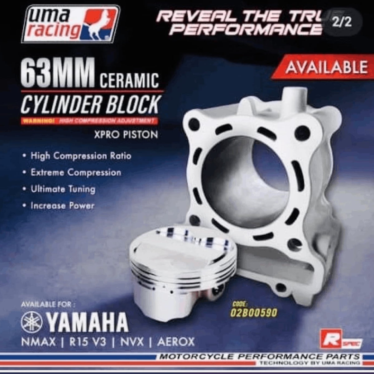 UMA RACING MT15/R15/AEROX CYLINDER BLOCK 63MM X PRO PISTON 02B00590 ...
