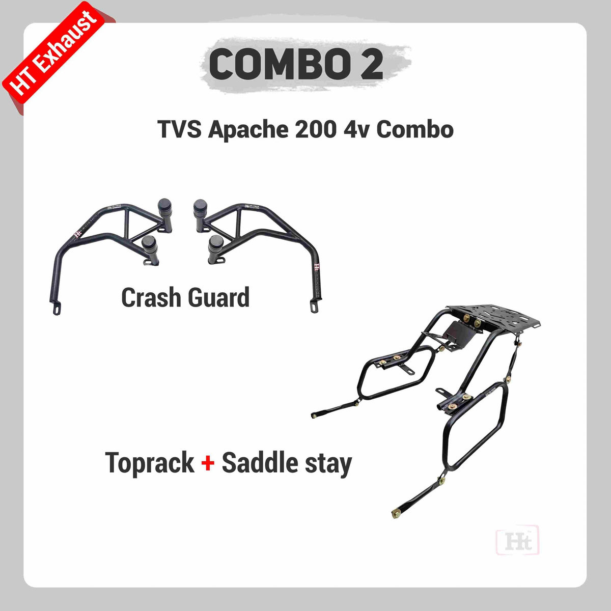 COMBO 2 Apache 200 4v Crash Guard + Top Rack + Saddle Stay – HT EXHAUS ...
