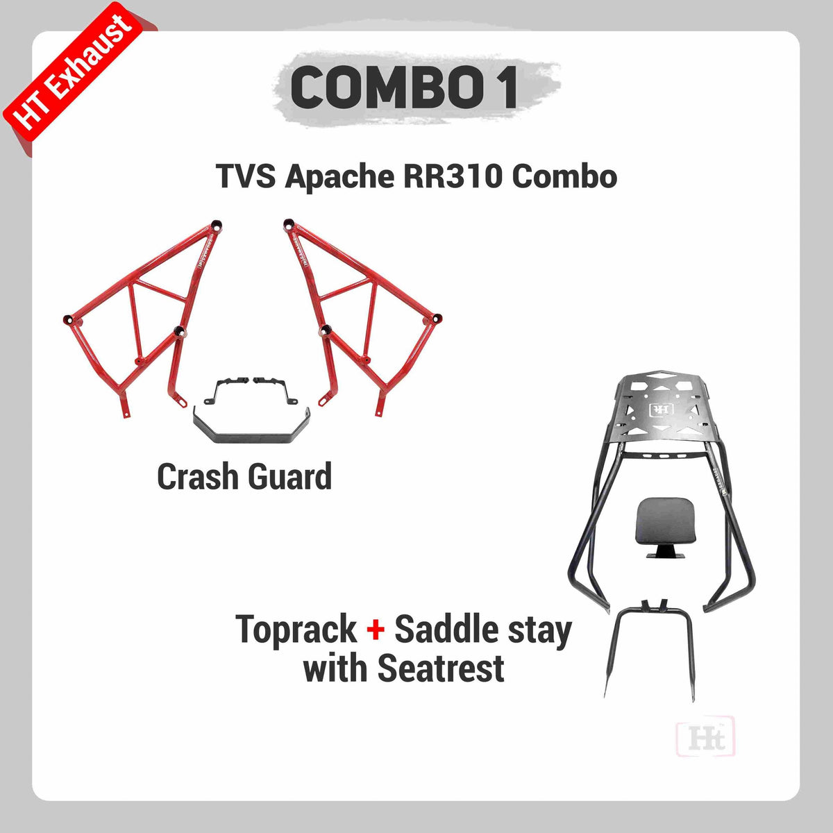 COMBO 1 Apache RR310 CRASH GUARD + TOPRACK WITH SADDLE STAY AND BACKRE ...