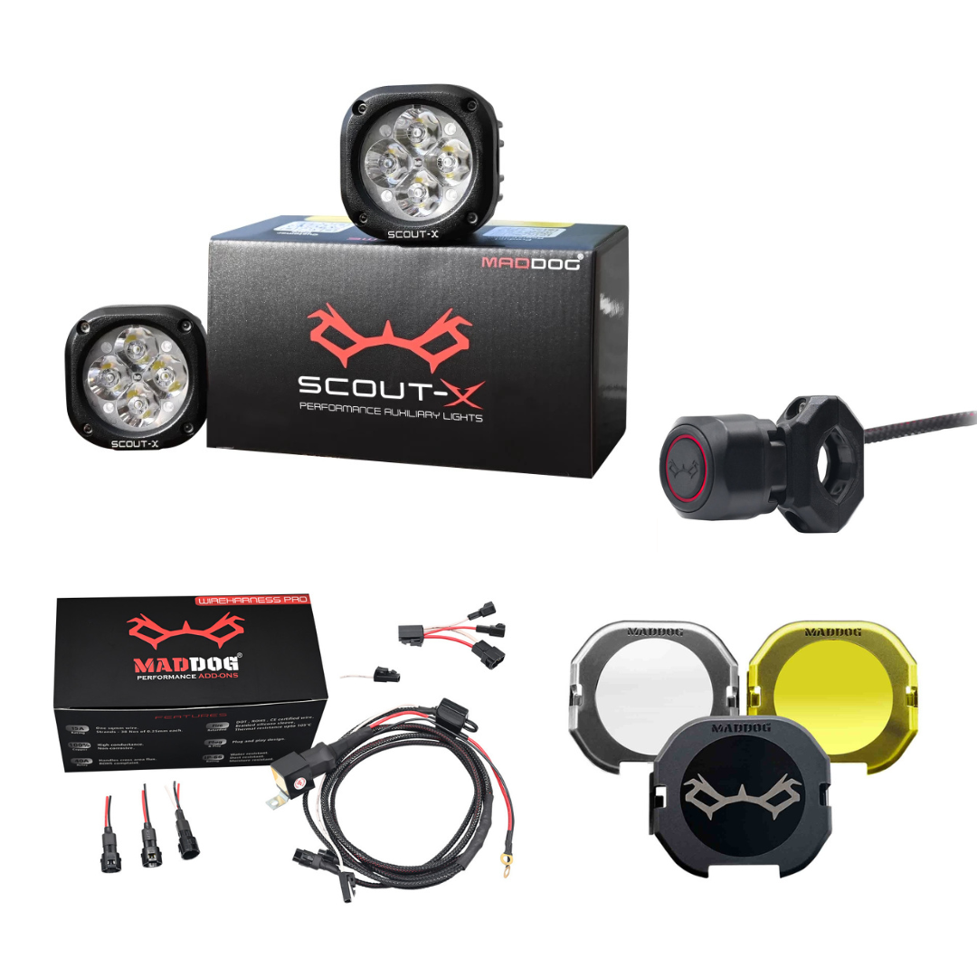 COMBO Maddog Scout X auxiliary lights with complete switch pro, wiring ...