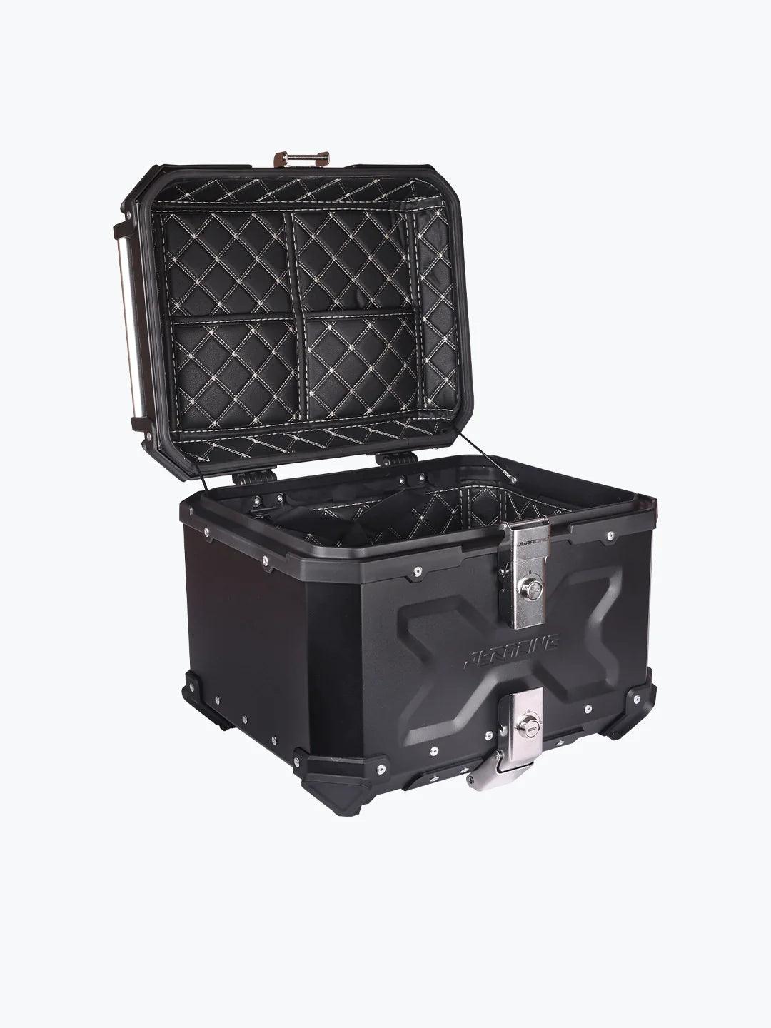 Jb Racing Top Case 45L Black Premium With Back Rest Pad From Moto Modz.