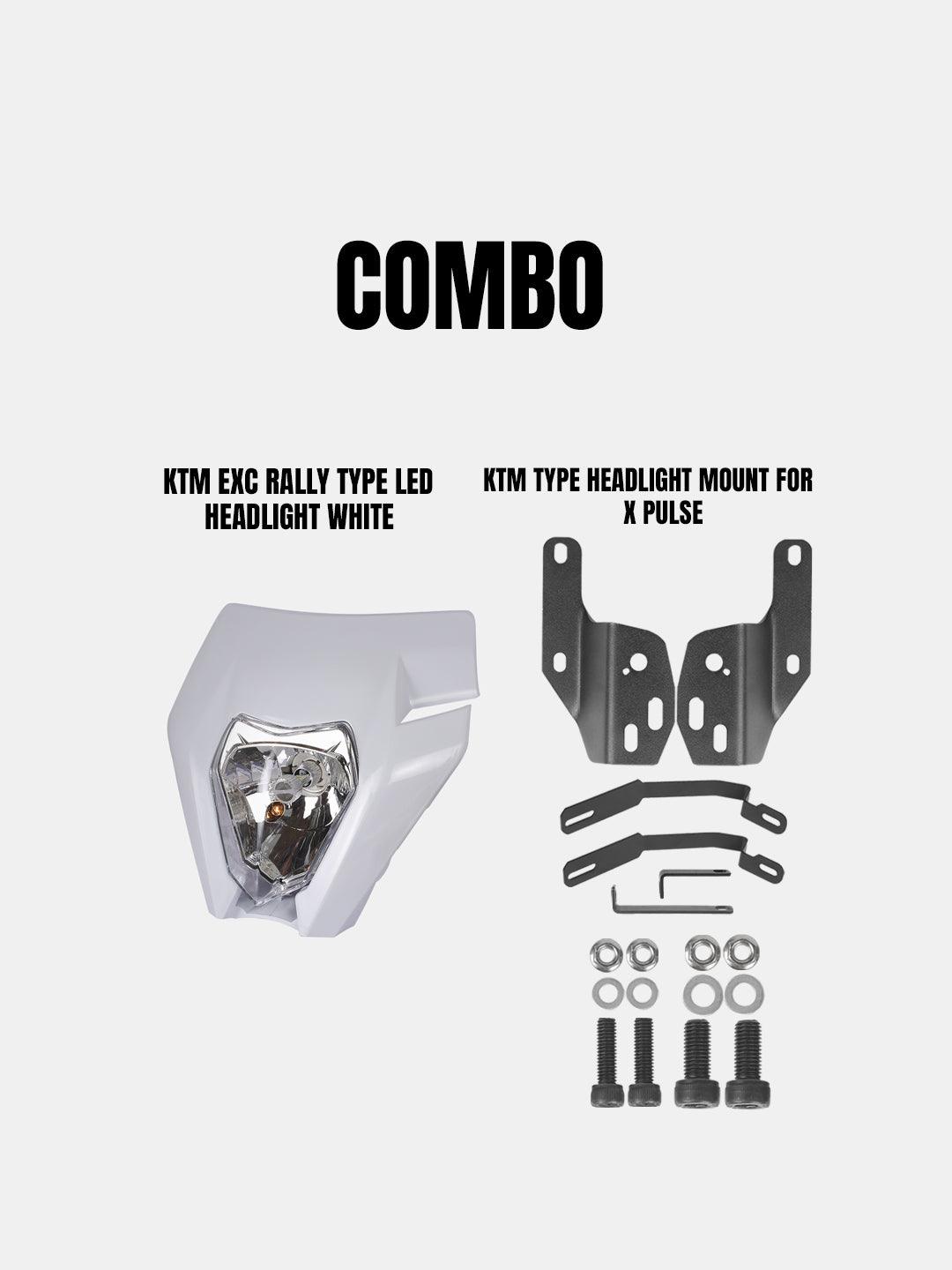 KTM EXC Rally Type Headlight With Mount White For X Pulse From Moto Modz.