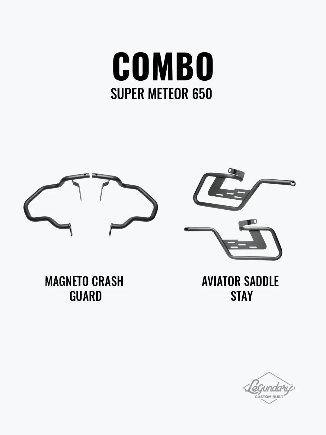 LCB Super Meteor 650 Combo Magneto Crash Guard and Aviator Saddle Stay ...