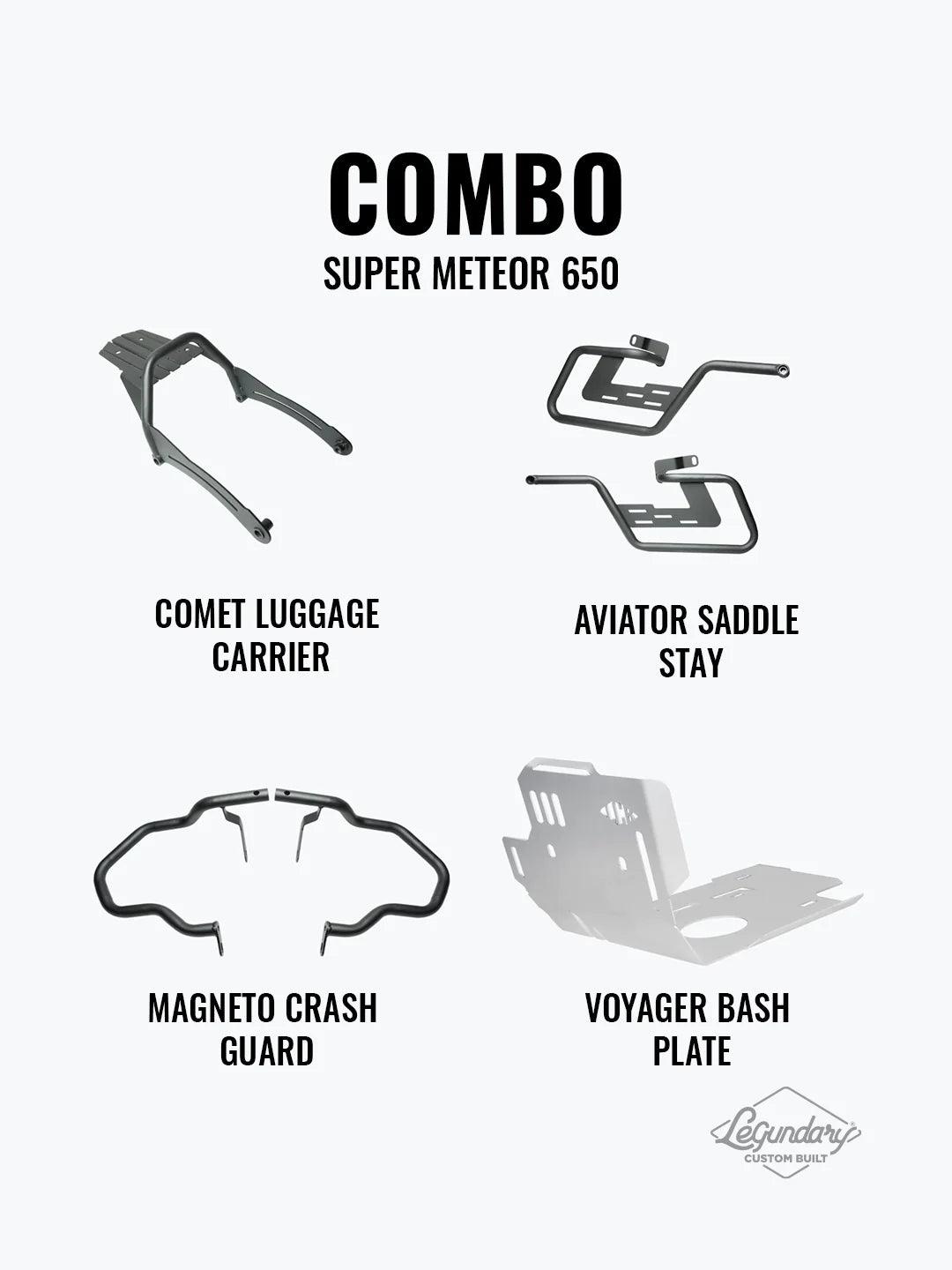 LCB Super Meteor 650 Mega Combo Magneto Crash Guard, Aviator Saddle ...