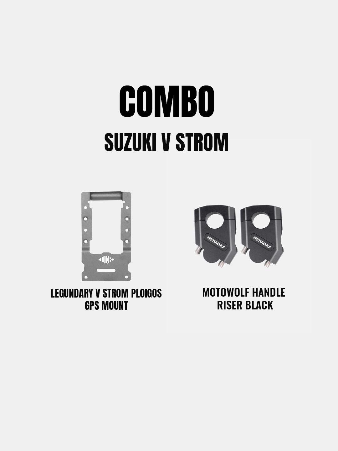 LEGUNDARY V STROM PLOIGOS GPS MOUNT+ MOTOWOLF HANDLE RISER BLACK – Moto ...