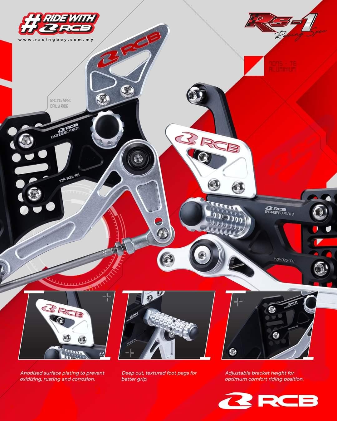 RCB Racing Footrest For – RS-1 YAMAHA R25 (V2/V3) – R3 (AL7075) From ...