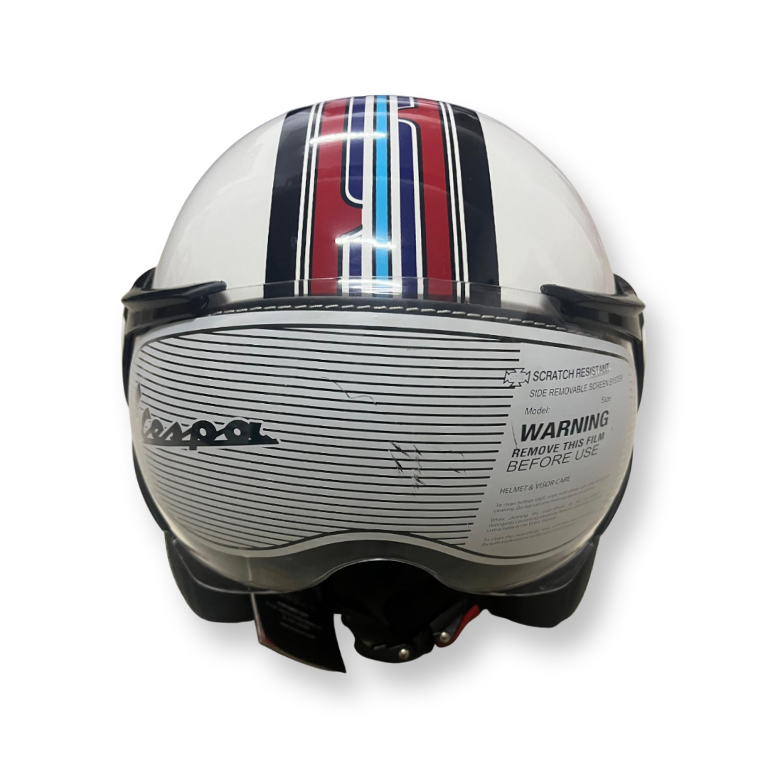 Vespa v stripes helmet - WHITE ( ORIGINAL) From Moto Modz.